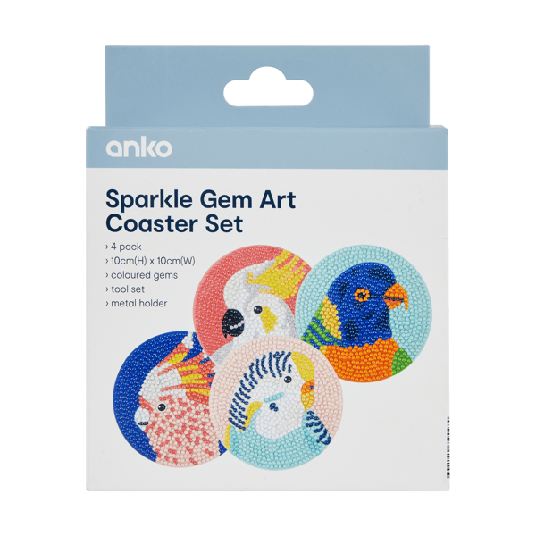Sparkle Gem Art Coaster Set, Birds - Anko | Target Australia