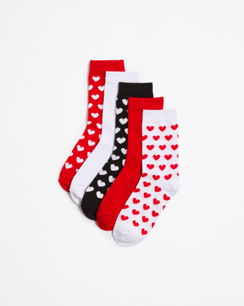 Girls Hearts Patterned Crew Socks 5 Pack - Maxx | Target Australia