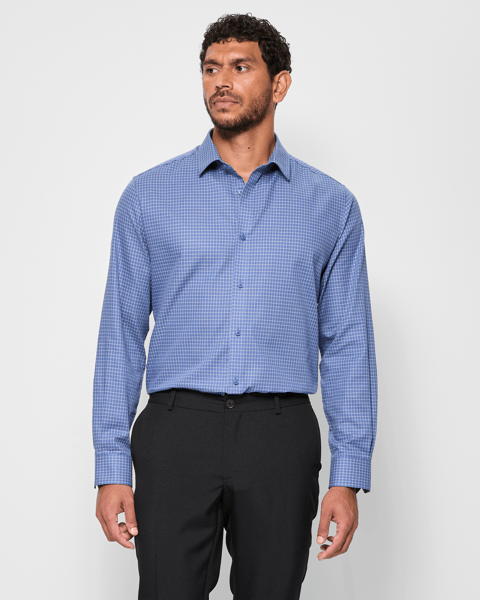 Long Sleeve Tattersall Shirt - Preview - Blue | Target Australia