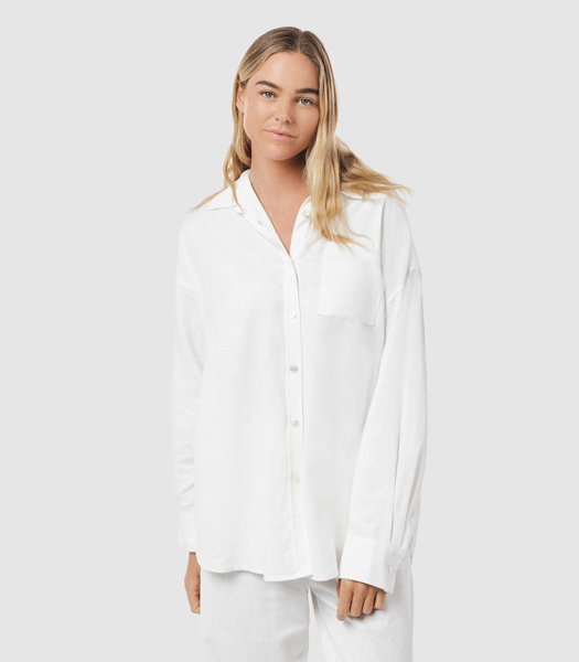 Linen Blend Oversized Beach Shirt - Piping Hot | Target Australia