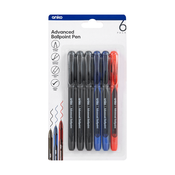 6 Pack Advanced Ballpoint Pens - Anko | Target Australia
