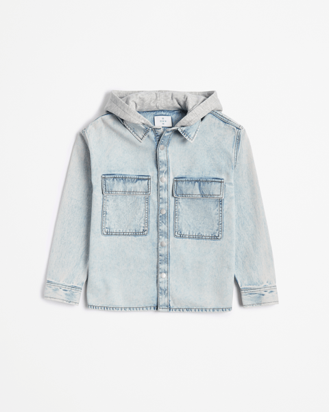 Long Sleeve Denim Hooded Shirt | Target Australia