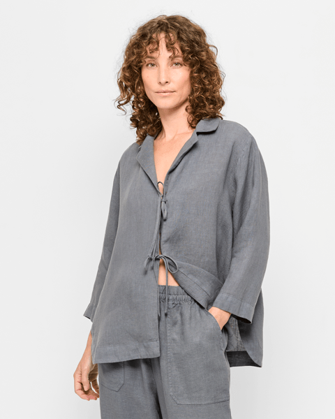 European Linen Tie Front Shirt | Target Australia