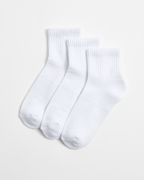 Active Bamboo 3 Pack Quarter Crew Sports Socks - White | Target Australia