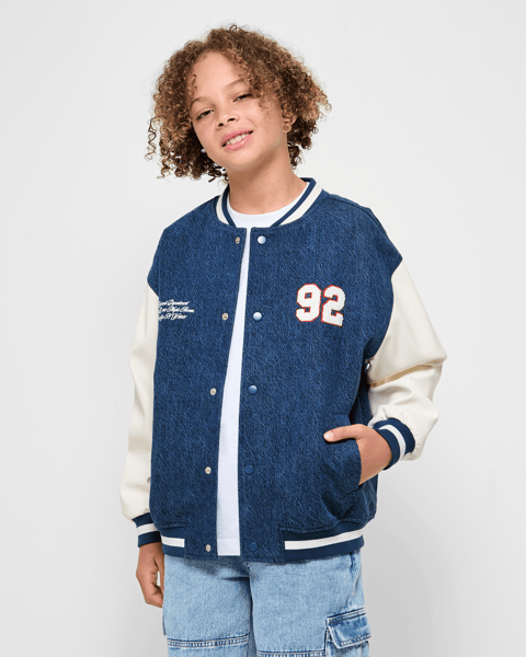 Denim Varsity Jacket | Target Australia
