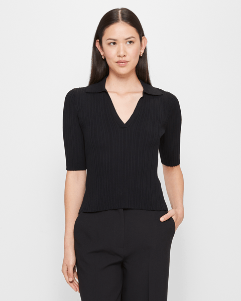 Rib Notch Collar Neck Knit Top - Preview | Target Australia