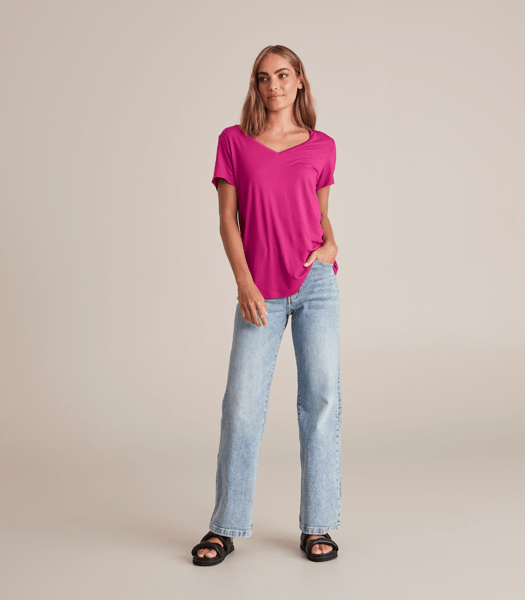 Modal/Elastane V-Neck T-Shirt | Target Australia