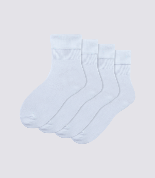 Underworks Kids School Turn Over Cuff Crew 4Pk - White | Target Australia