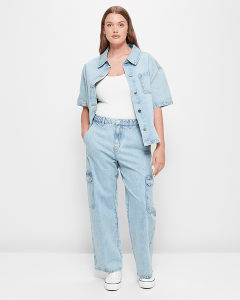 High Rise Denim Cargo Jeans - Lily Loves | Target Australia