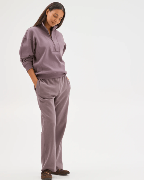 Active Australian Cotton Blend Straight Leg Fleece Trackpants - Plum ...