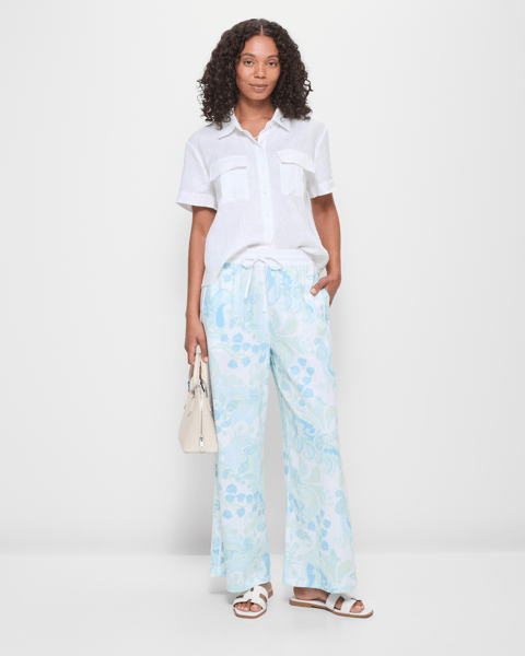 Linen Blend Side Stripe Print Pants | Target Australia