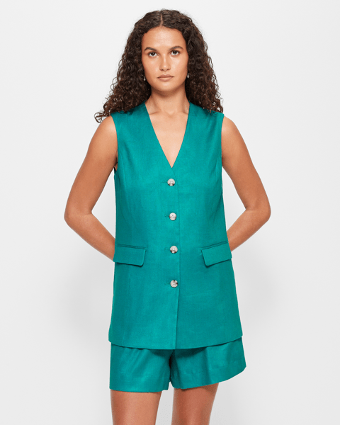 European Linen Blend Tailored Longline Vest - Preview | Target Australia