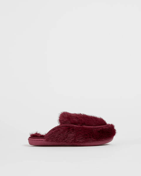 Fluffy Mule Scuff Slipper - Zuri - Burgundy | Target Australia