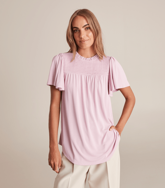 Preview Shirred Flutter Sleeve Top | Target Australia