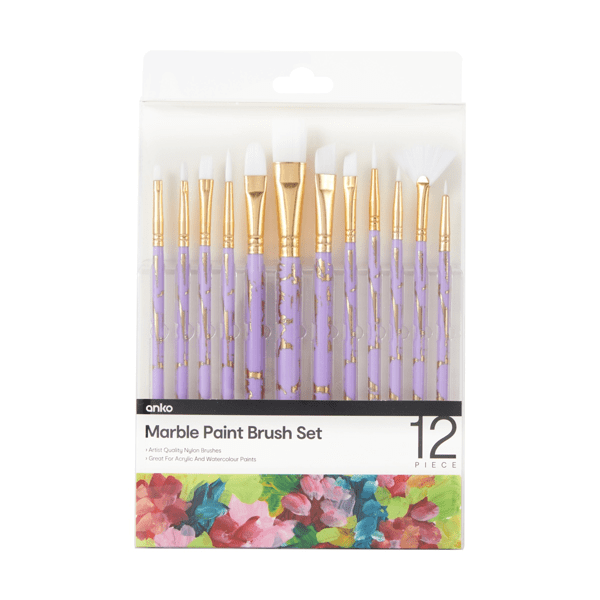 12 Piece Paint Brush Set, Marble - Anko | Target Australia