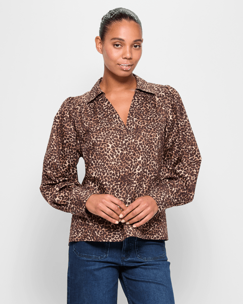 Australian Cotton Long Sleeve Leopard Print Popover Blouse | Target ...