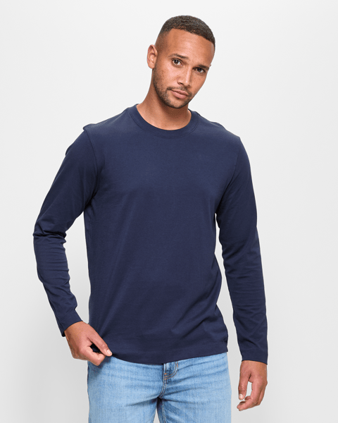 Australian Cotton Long Sleeve T-Shirt - Navy Blue | Target Australia