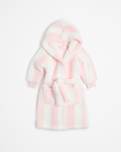 Girls Sherpa Fleece Dressing Gown - Pink Stripe | Target Australia