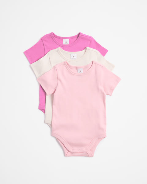 Baby Organic Cotton Bodysuits 3 Pack - Pinks | Target Australia