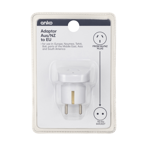 Adaptor, AU/NZ Plug to EU Socket, Double Round Pins - Anko | Target ...