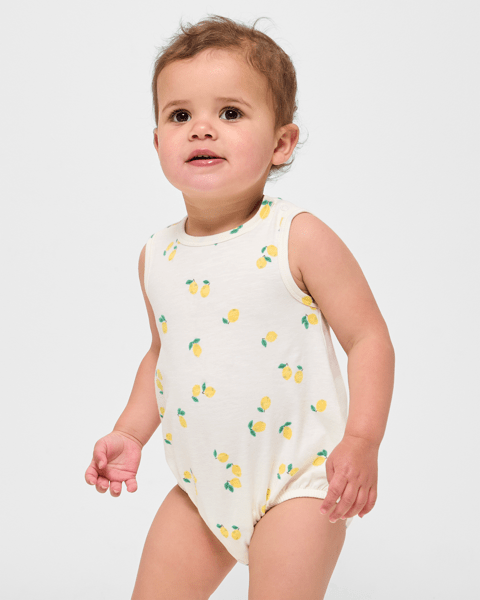 Baby Organic Cotton Print Bubble Bodysuit - Lemon | Target Australia