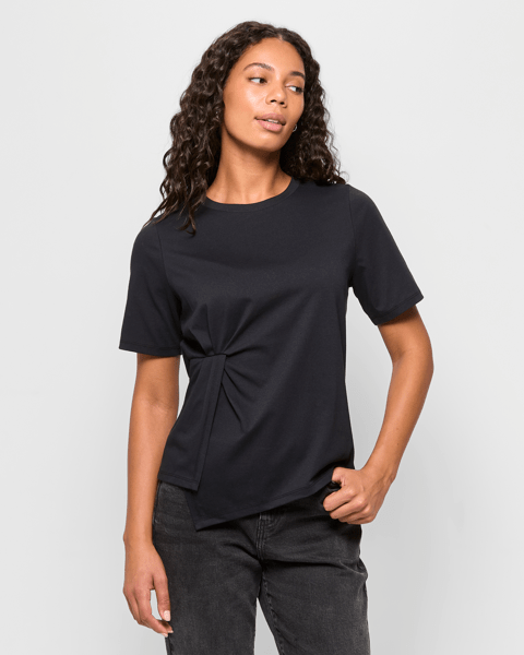 Australian Cotton Blend Asymmetrical Tuck T-Shirt | Target Australia