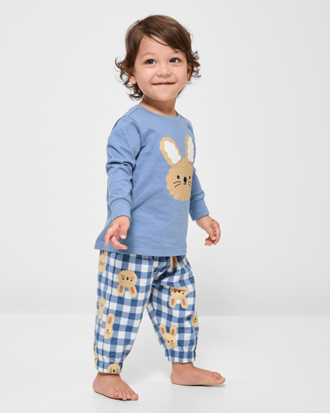 Baby Bunny Cotton Long Sleeve Pyjama Set Blue | Target Australia