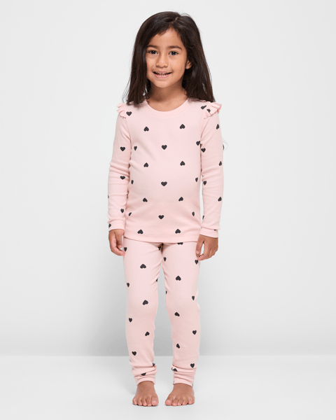 Print Rib Australian Cotton Long Sleeve Pyjama Set - Hearts | Target ...