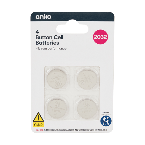 Button Cell Batteries CR2032, 4 Pack - Anko | Target Australia
