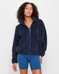 Active Zip Through Sherpa Jacket - Navy Blue | Target Australia