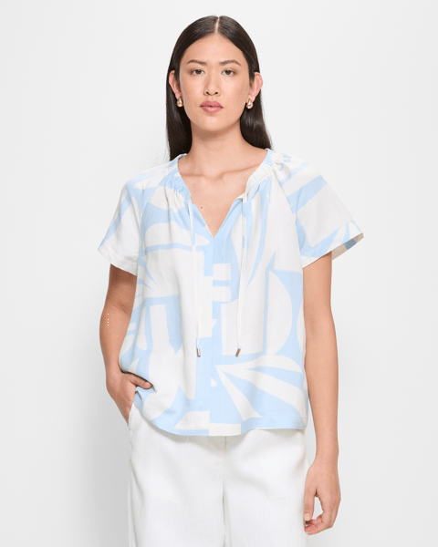 Linen Blend V-Neck Blouse - Preview | Target Australia