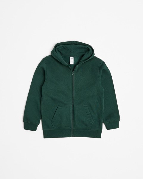 Australian Cotton Blend School Zip Through Fleece Jumper - Bottle Green ...