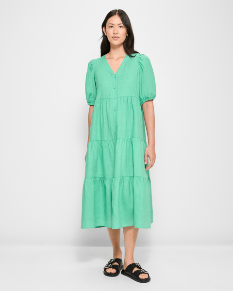 European Linen Tiered Midi Dress | Target Australia
