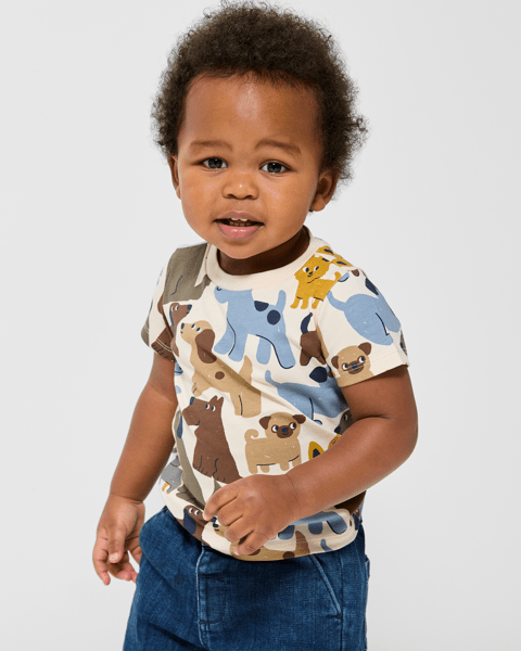 Baby Organic Cotton Print T-shirts 3 Pack - Puppies | Target Australia