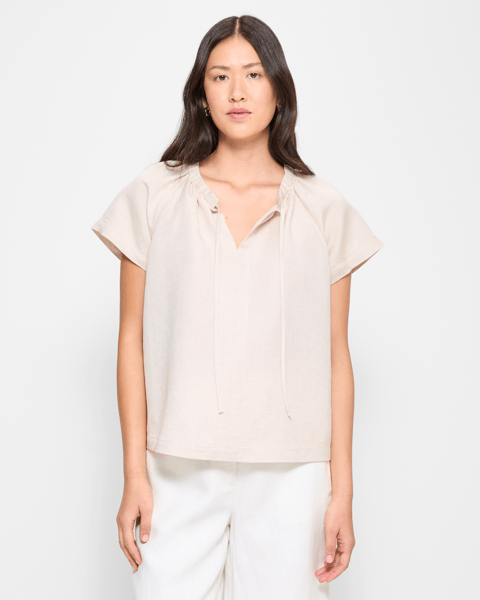 Linen Blend V-Neck Blouse - Preview | Target Australia