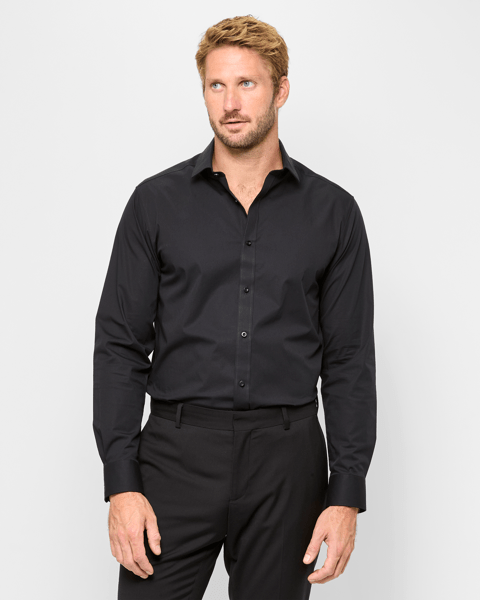 Slim Stretch Shirt - Preview - Black | Target Australia