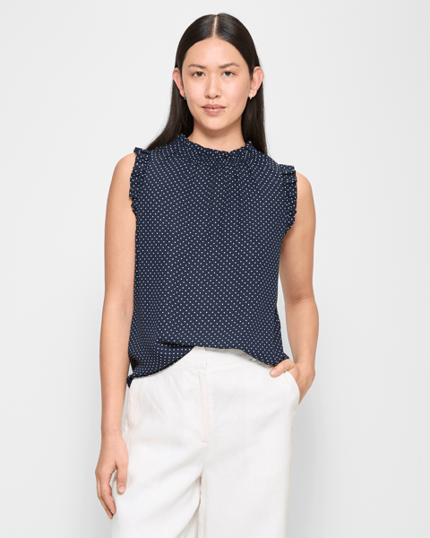 Sleeveless Ruffle Neck Tank Top - Preview | Target Australia