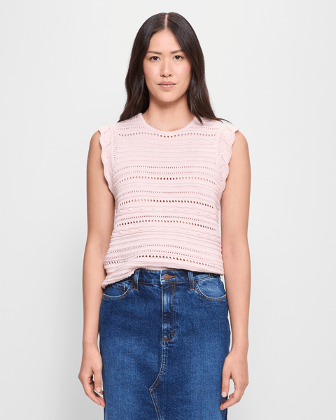 Frill Sleeve Textured Knit Tank Top | Target Australia