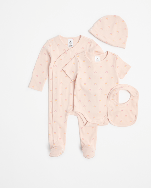 Baby Organic Cotton Waffle 4 Piece Starter Pack Set - Pink Rainbow ...