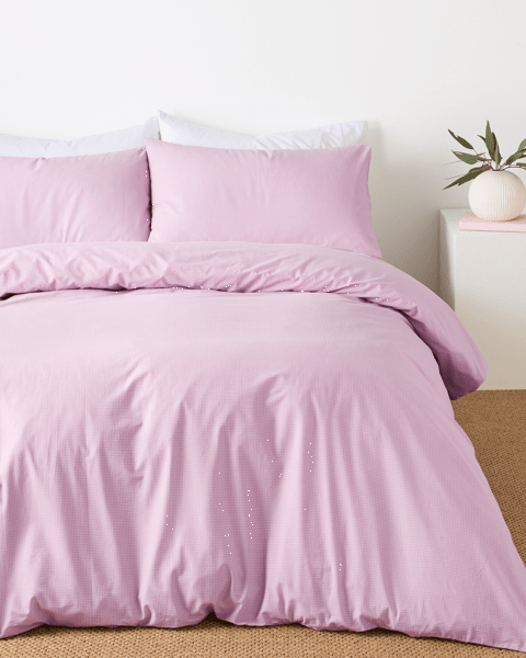 Harlow Mini Grid Cotton Quilt Cover Set - Lavender | Target Australia