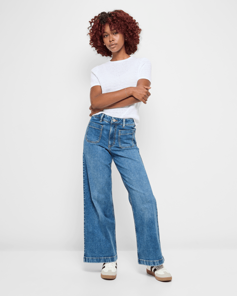 Petites Full Length Wide Leg Denim Jeans - Mila | Target Australia