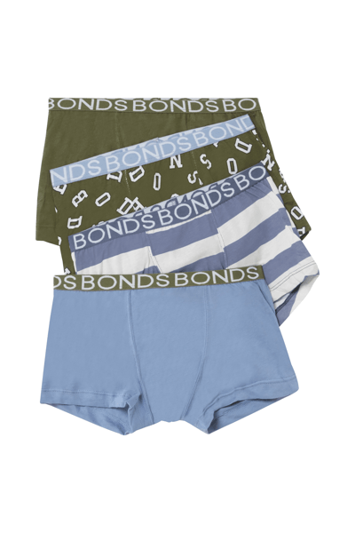 Bonds Boys 4 Pack Trunks - Khaki Bonds Blue | Target Australia