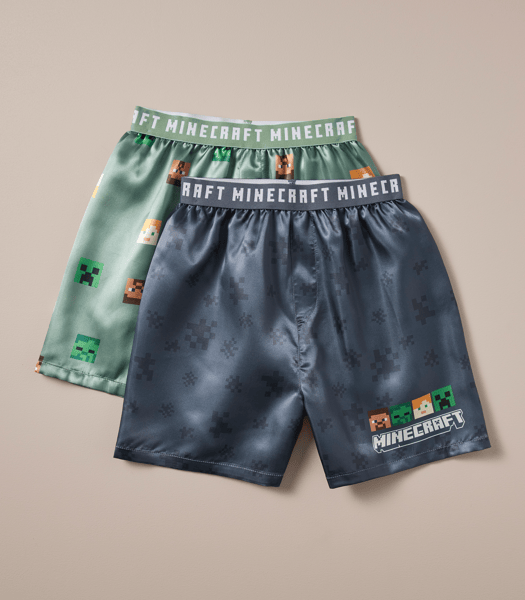 2 Pack Minecraft Satin Boxer Shorts | Target Australia