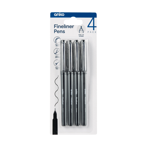 Fineliner Pens, 4 Pack - Anko | Target Australia