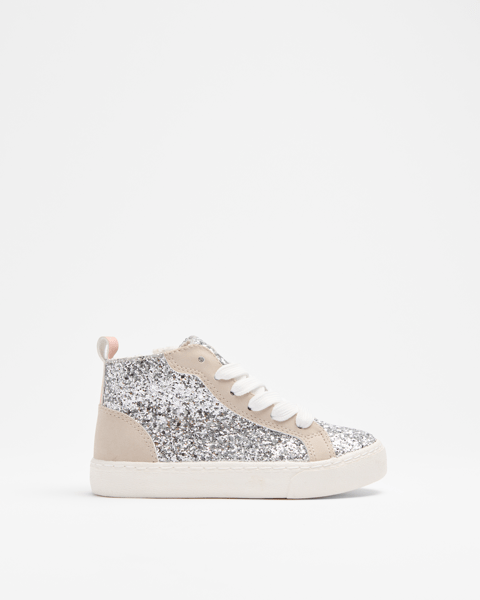 Girls Junior Hi Top Glitter Sneaker | Target Australia