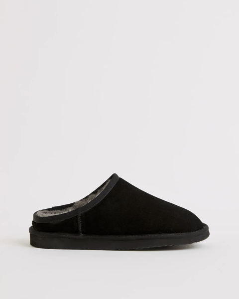Australian Design Ugg Sheepskin and Leather Slipper Scuff - Black ...