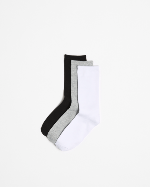 Women's Bamboo Crew Boot Socks 3 Pack - Grey Marle/White/Black | Target ...