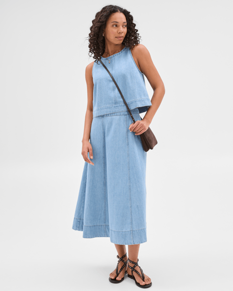 Panelled Denim Midi Skirt | Target Australia