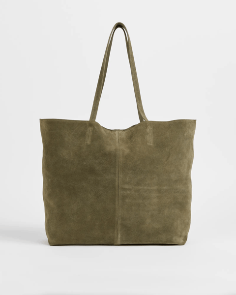 Premium Suede Leather Essential Tote Bag - Khaki | Target Australia