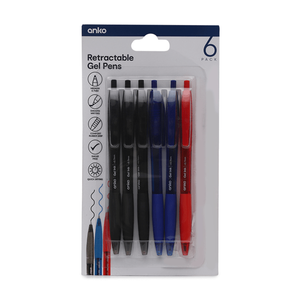 Retractable Gel Pens, 6 Pack - Anko | Target Australia